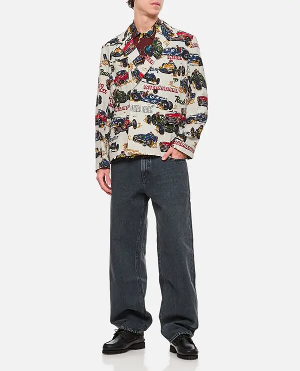 Sacai Double-breasted Car Race Print Jacket