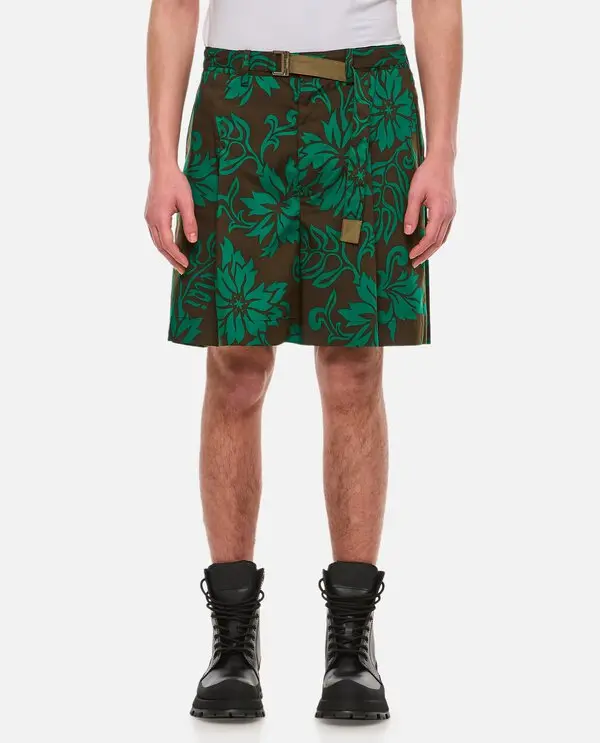 Sacai Floral Print Belted Shorts