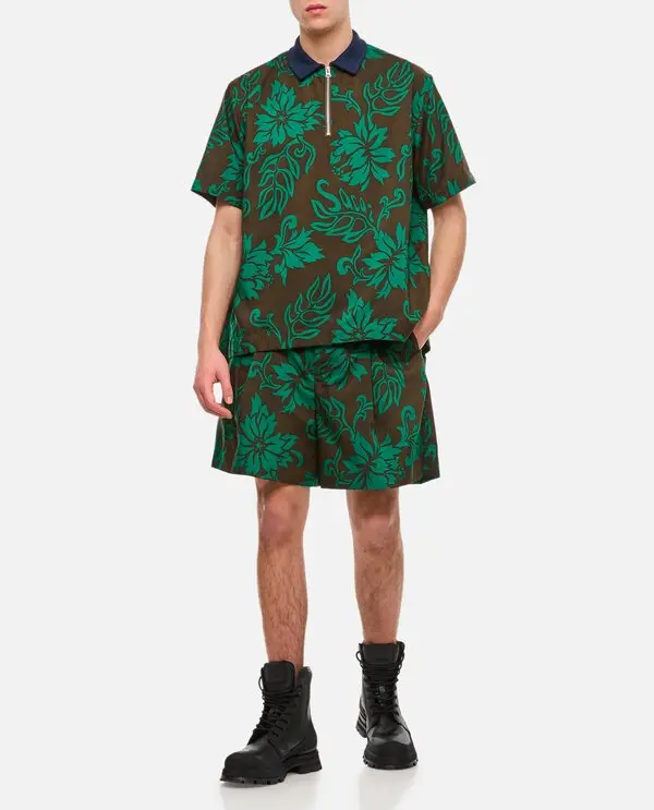 Sacai Floral Print Belted Shorts