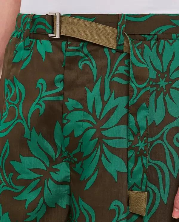 Sacai Floral Print Belted Shorts