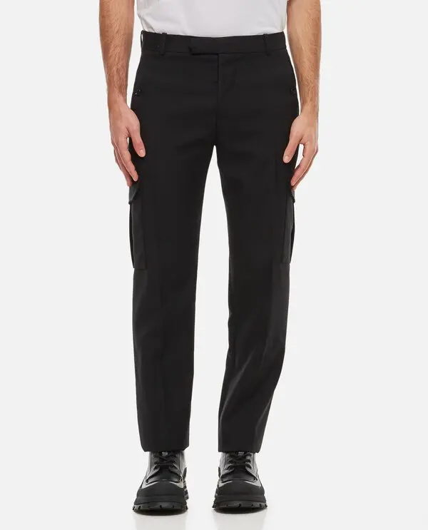 Alexander McQueen Wool Gabardine Cargo Trousers