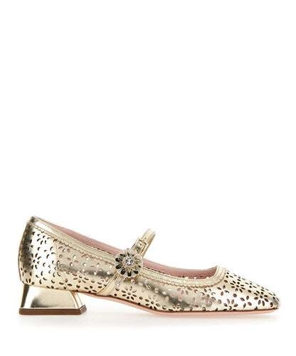 ROGER VIVIER Leather Mary Jane Shoes With Embellishment And Perforated Detailing - Multicolor