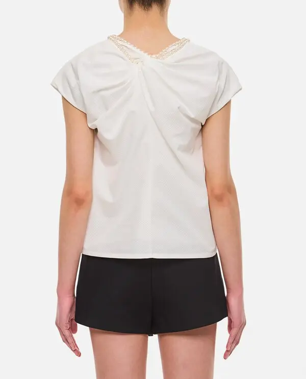 Junya Watanabe Pearl Embellished Bow Detail Blouse