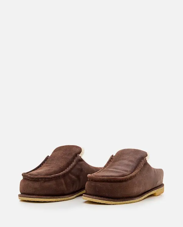 JW Anderson Suede Fur Lined Mules