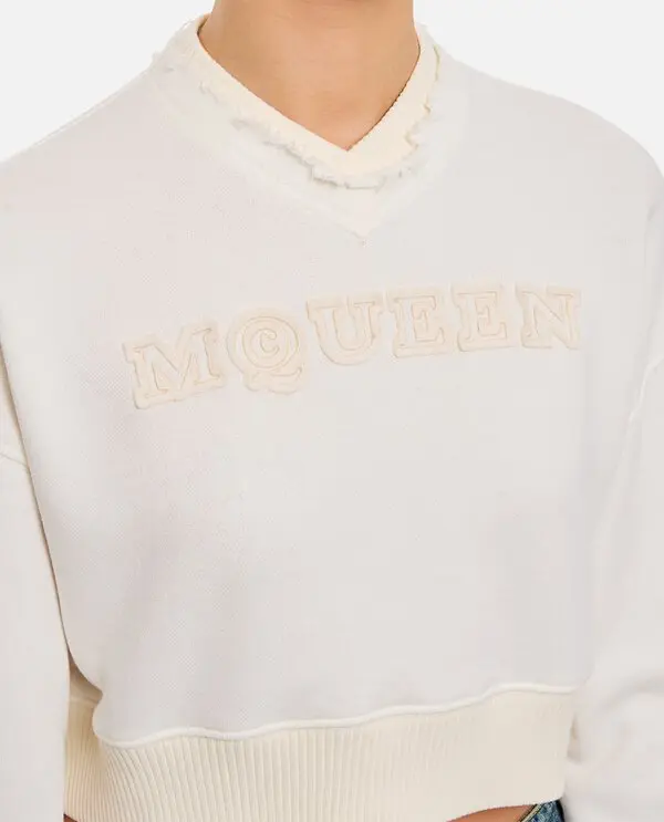 Alexander McQueen Cropped Sweatshirt With Logo Detail