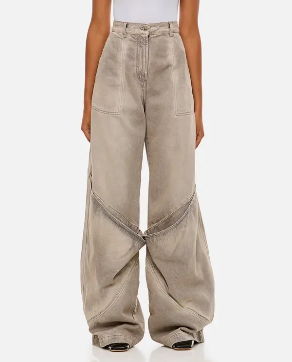 Attico Oversize Wide Leg Denim Pants - Multicolor
