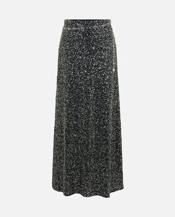 Rabanne Black Sequin Embellished Maxi Skirt