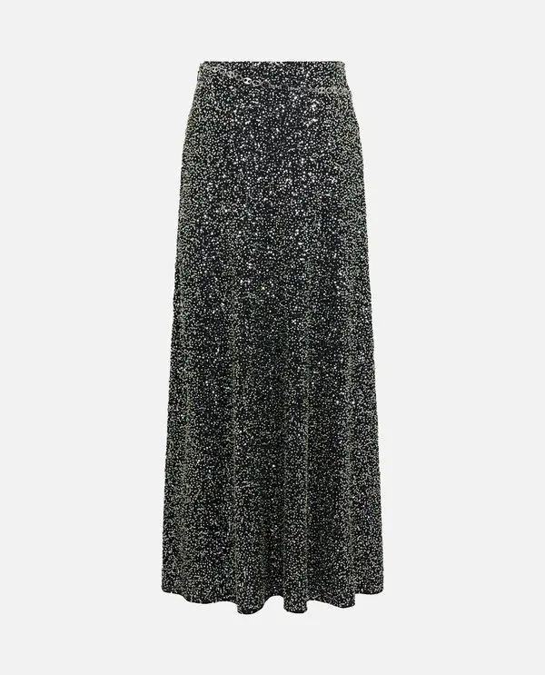 Rabanne Black Sequin Embellished Maxi Skirt