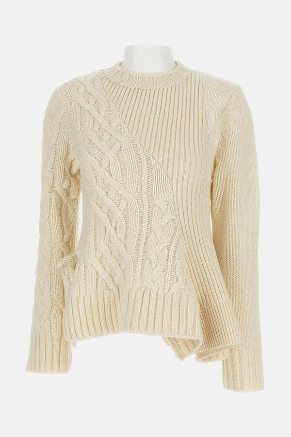 Sacai Ivory Knitted Pullover - Multicolor