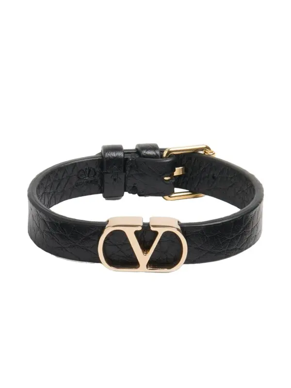 Valentino Garavani Vlogo Signature Calf Leather Bracelet - Black