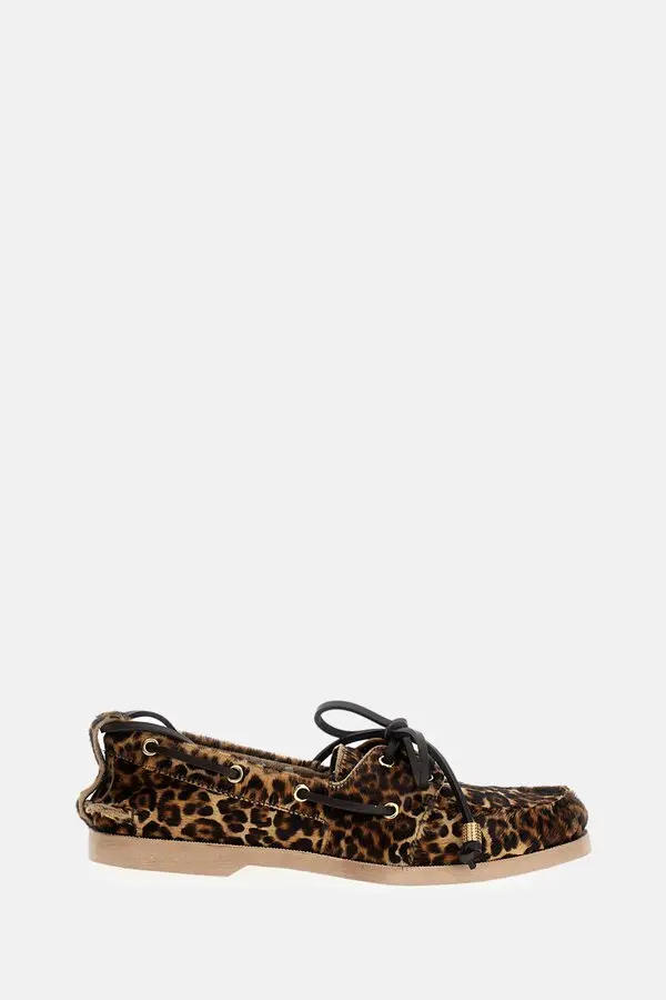 GOLDEN GOOSE Leopard Print Pony Skin Boat Moccasins - Multicolor