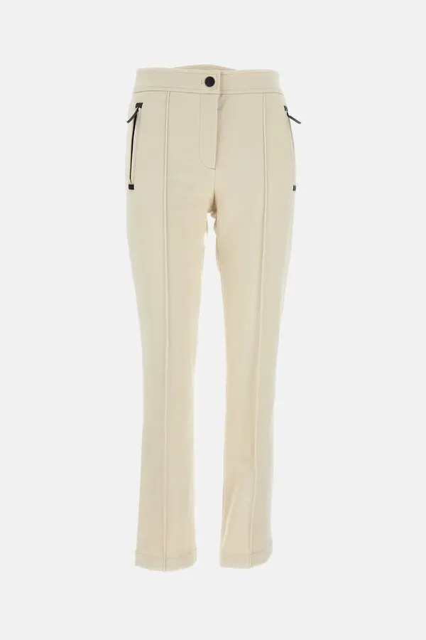 Moncler Beige Fitted Trousers With Logo Detail