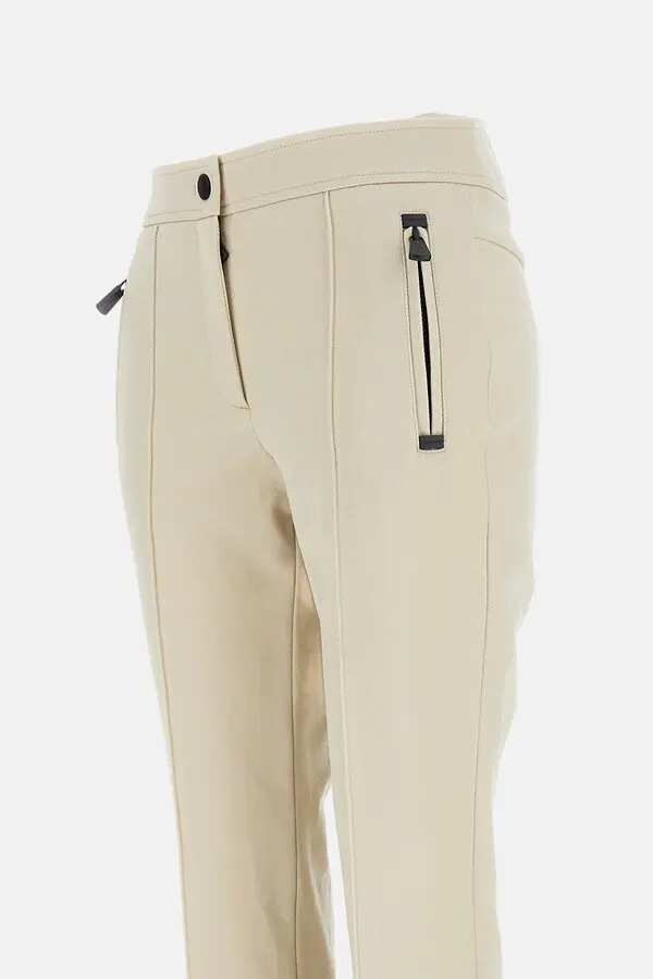 Moncler Beige Fitted Trousers With Logo Detail