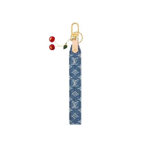 LOUIS VUITTON X Takashi Murakami Cerise Dragonne Denim Monogram Keychain - Blue