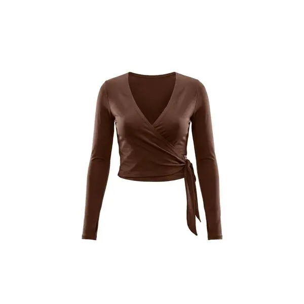 BE ATHLETICA Ultimate Ballet Wrap Top - Brown