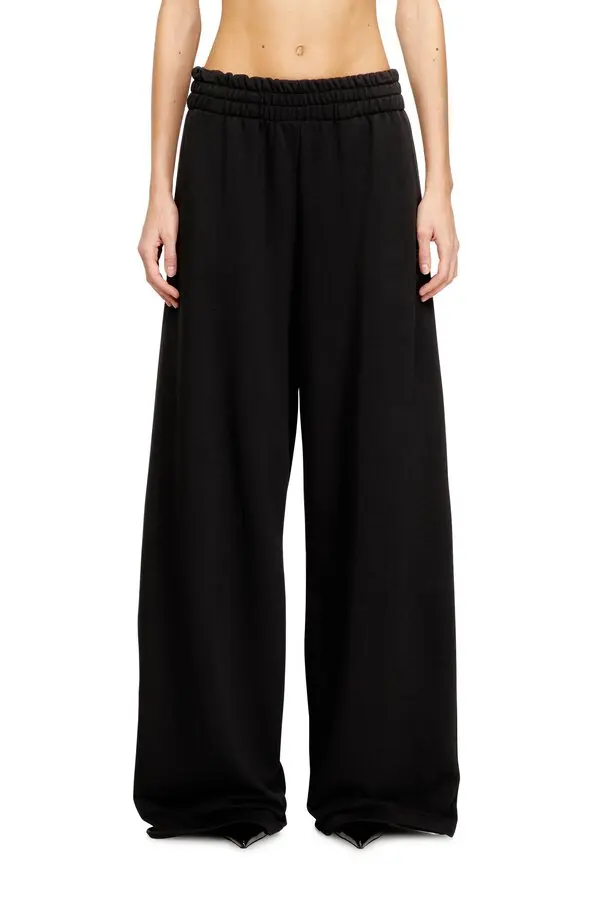 DIESEL® Organic Cotton Loose Track Pants With Elastic Waistband And Embroidered Logo