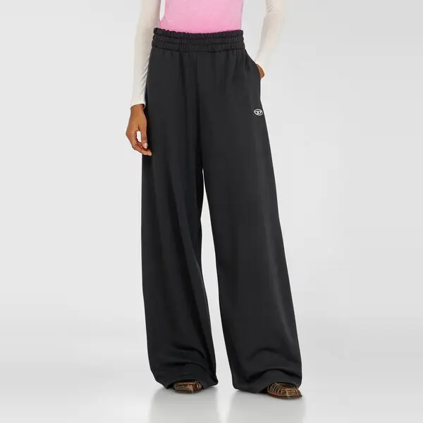 DIESEL® Organic Cotton Loose Track Pants With Elastic Waistband And Embroidered Logo