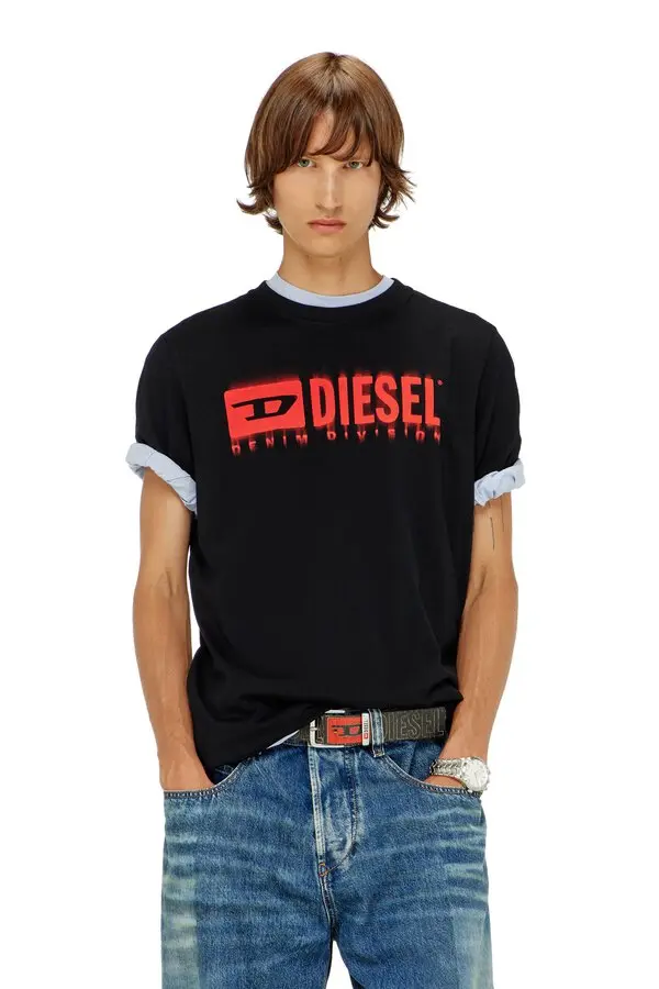 DIESEL® T-shirt With Blurry Logo - Black