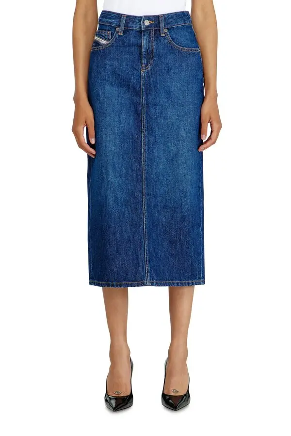 DIESEL® Dna" Denim Midi Skirt With Five-pocket Construction - Blue