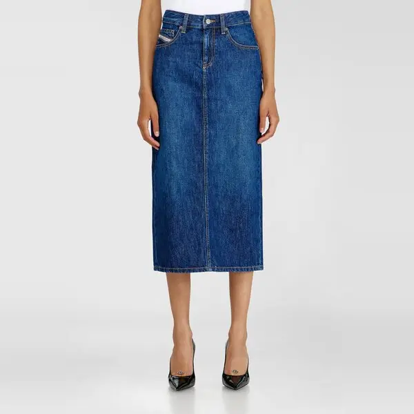 DIESEL® Dna" Denim Midi Skirt With Five-pocket Construction - Blue