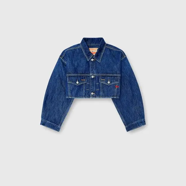 DIESEL® Cropped Oversized Denim Trucker Jacket - Blue