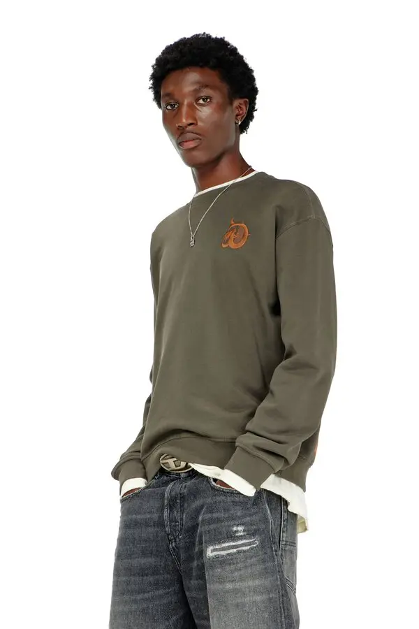 DIESEL® Sweatshirt With Embroidered Logo And Flock Print
