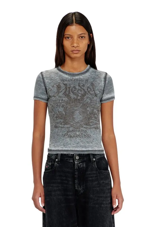 DIESEL® Slim Fit Jersey T-shirt With Print And Studs