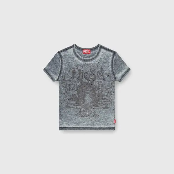 DIESEL® Slim Fit Jersey T-shirt With Print And Studs - Multicolor