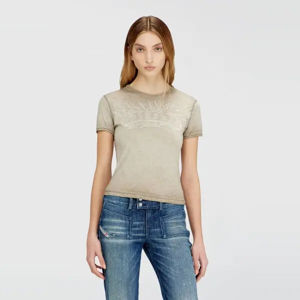 DIESEL® Slim Fit T-shirt With Tonal Logo Print - Beige