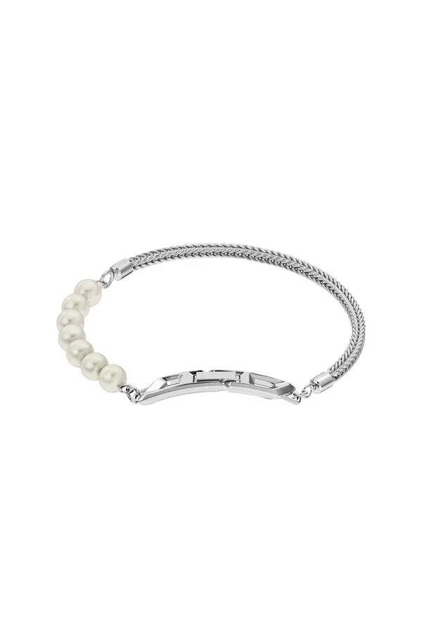 DIESEL® Sterling And Freshwater Pearl Link Bracelet - Silver