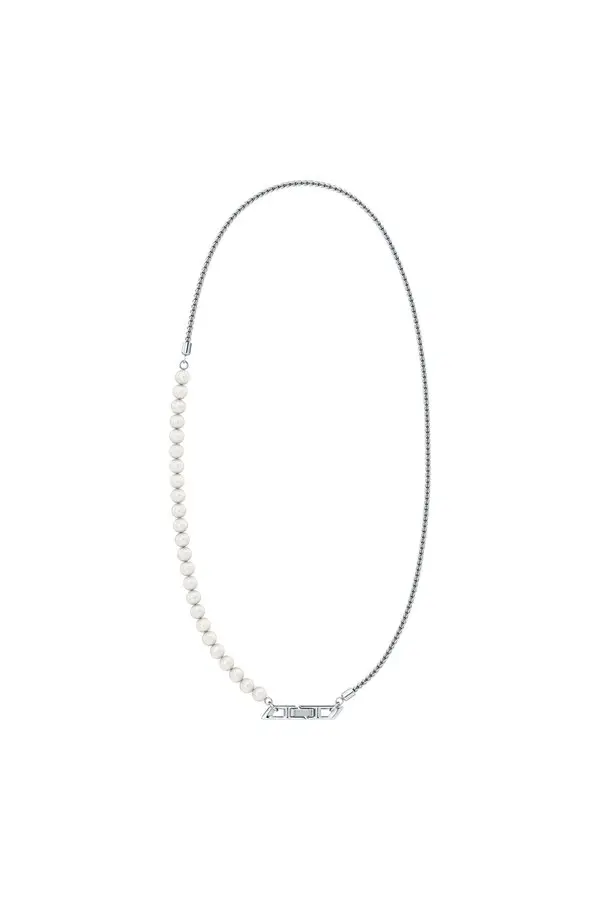 DIESEL® Sterling And Pearl Chain Necklace - Silver