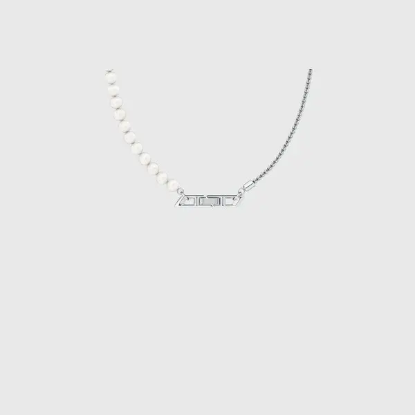 DIESEL® Sterling And Pearl Chain Necklace - Silver