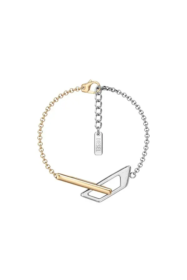 DIESEL® Two Tone Stainless Steel Chain Bracelet - Silver