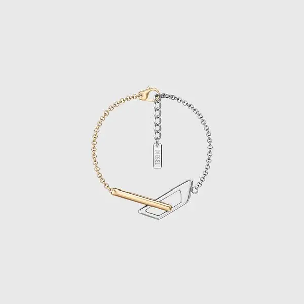DIESEL® Two Tone Stainless Steel Chain Bracelet - Silver