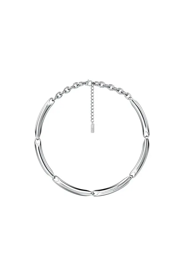 DIESEL® Stainless Steel Chain Necklace With Logo Detail - Silver