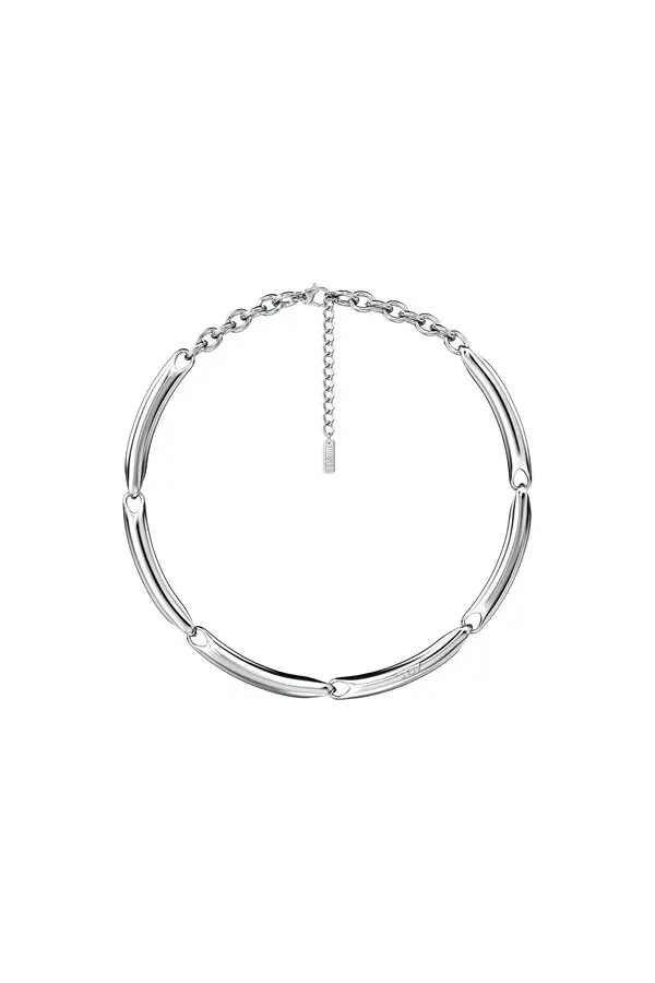 DIESEL® Stainless Steel Chain Necklace With Logo Detail - Silver