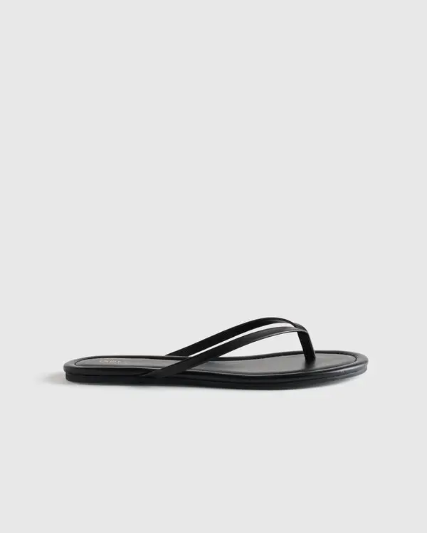 Quince Italian Leather Flip Flops - Black