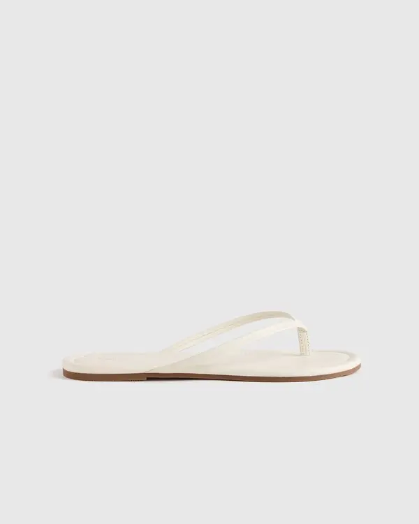 Quince Italian Leather Flip Flops - Bone