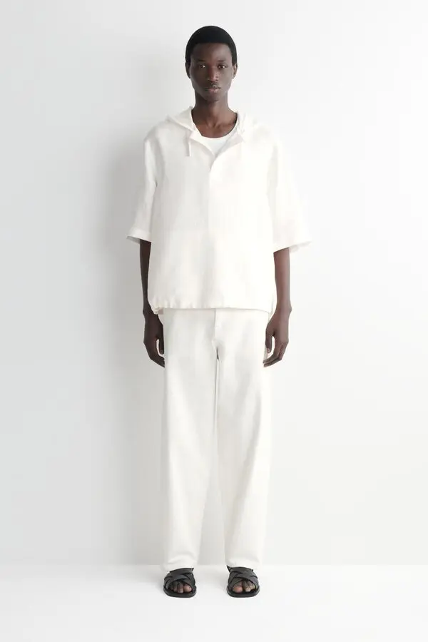 Cos Drawstring Hooded Linen Popover Shirt