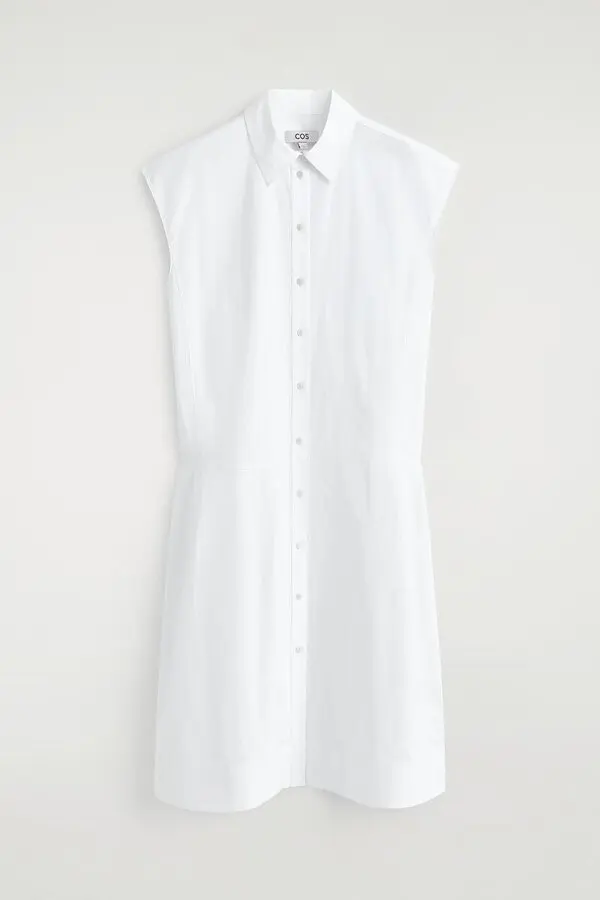 Cos Sleeveless Cotton-poplin Shirt Dress - White