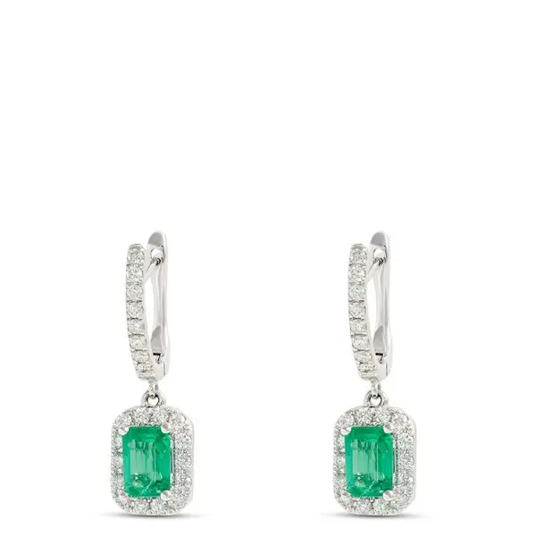 Benbridge Emerald And Diamond Drop Earrings In 14k White Gold - Green