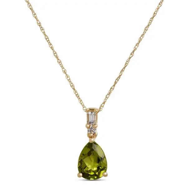 Benbridge 14k Yellow Gold Peridot And Diamond Pendant Necklace - Green