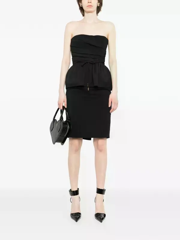 Dsquared2 Strapless Peplum Waist Dress - Black