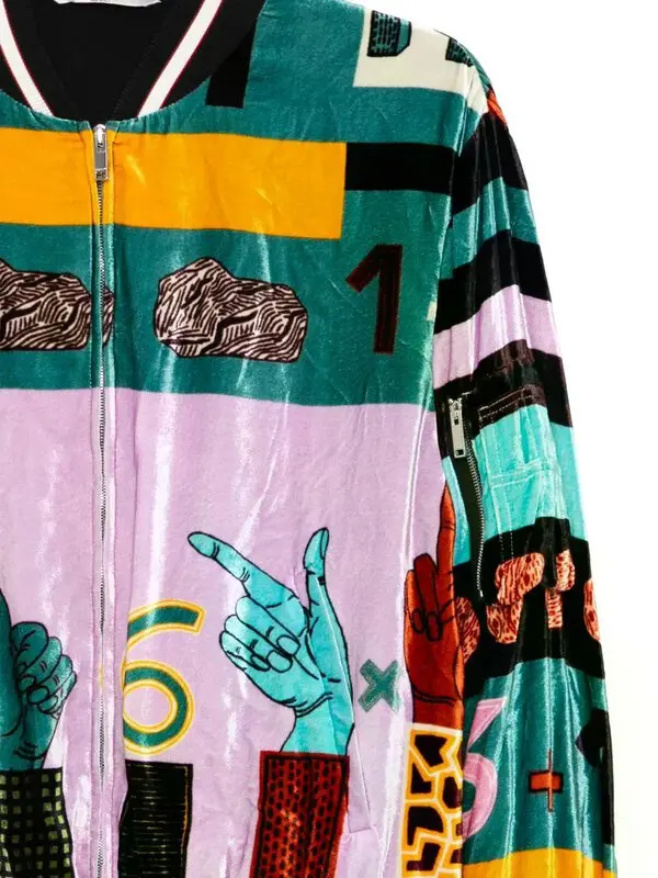 Valentino Garavani Graphic Print Velvet Bomber Jacket