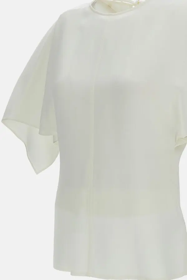 Stella McCartney Handkerchief Satin Top With Asymmetrical Batwing Sleeves