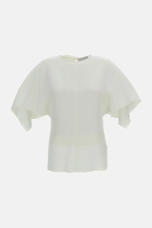 Stella McCartney Handkerchief Satin Top With Asymmetrical Batwing Sleeves