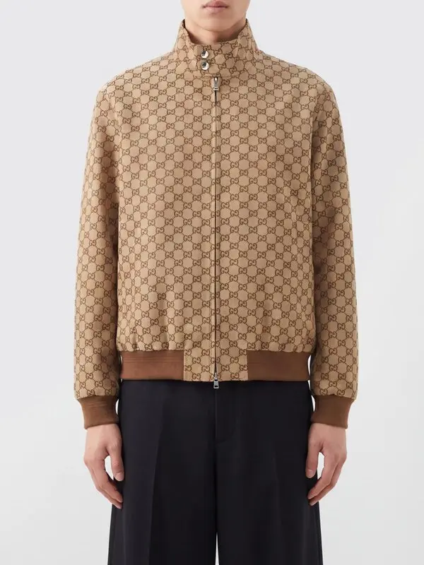 Gucci Gg Monogram Zip-up Bomber Jacket