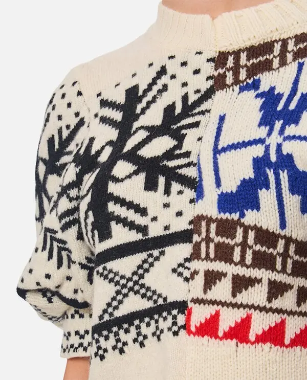 Sacai Long Pattern Knitwear With Short Wide Sleeves