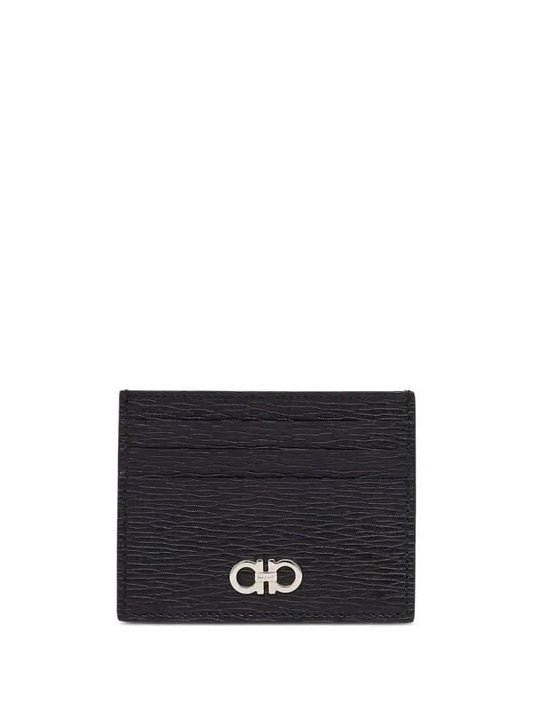 FERRAGAMO Two-tone Gancini Card Holder - Black