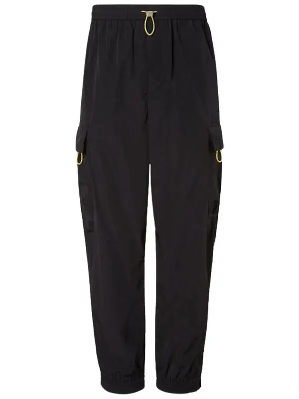 Fendi Nylon Cargo Trousers With Drawstring Details - Black